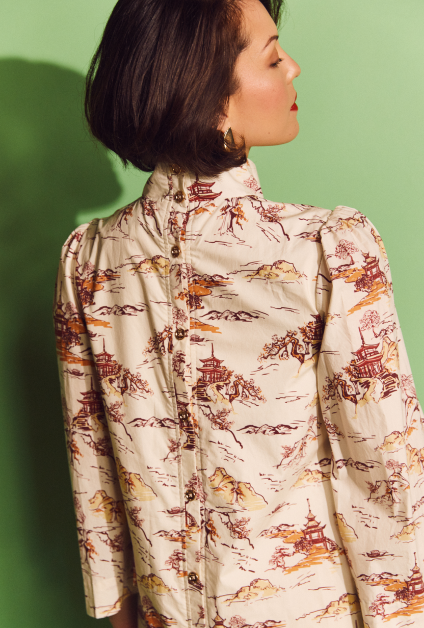 SAMPLE - Bell Sleeve Maxi Mod Dress - Chinoiserie – BURU