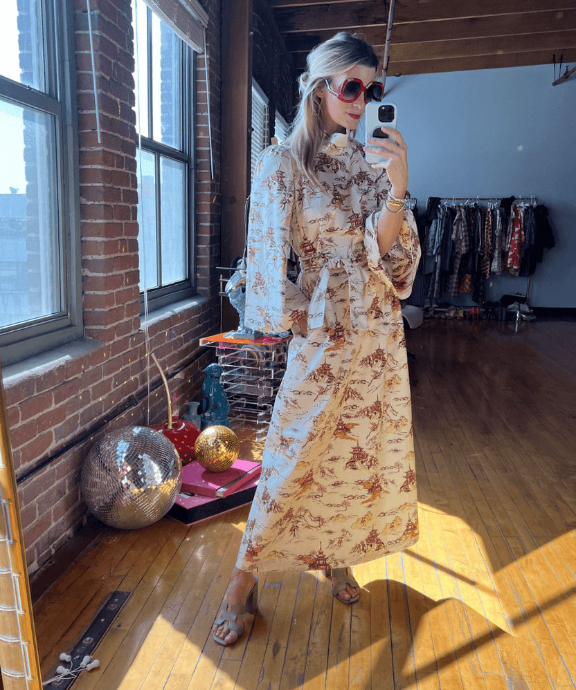 Bell Sleeve Maxi Mod Dress - Chinoiserie – BURU