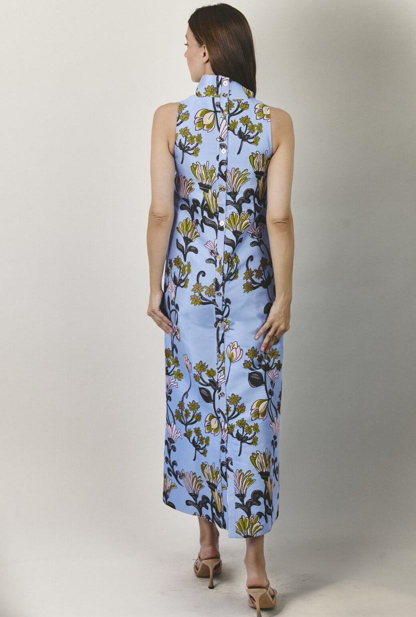 Maxi Mod Dress - Powder Blue Vines – BURU