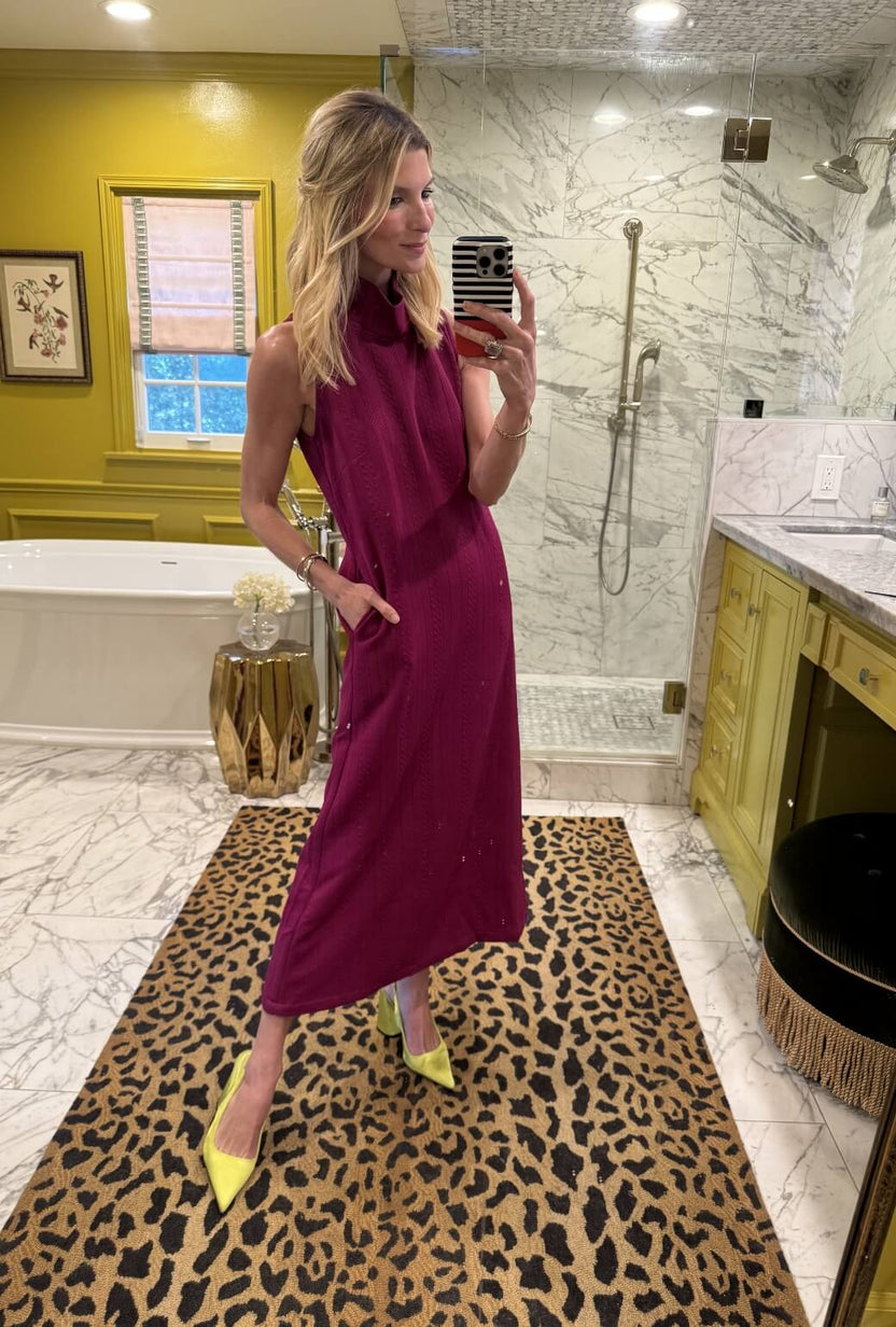 Tailored Maxi Mod Dress - Fuchsia Cable-knit – BURU