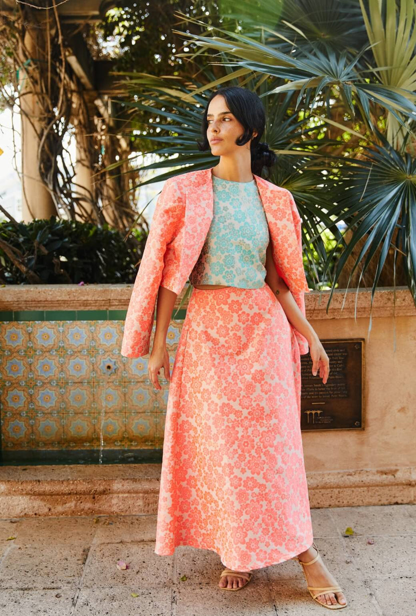 The Laura Skirt - Coral Brightline – BURU